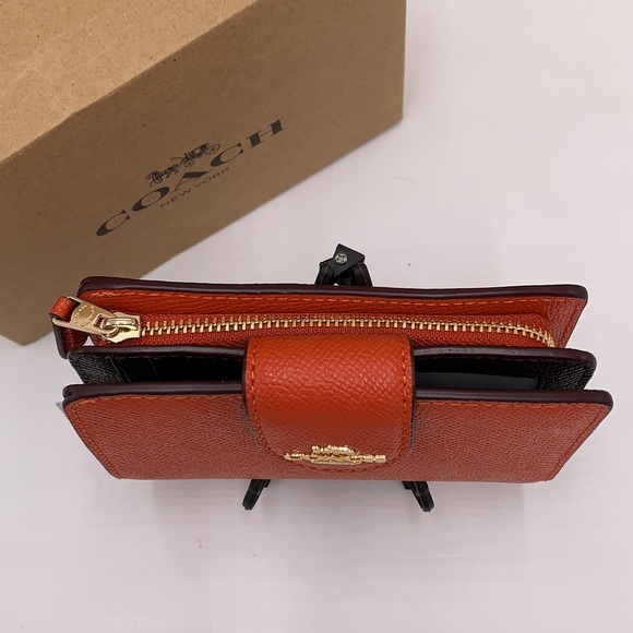 Coach | Bags | Coach Medium Corner Zip Wallet Gold Mango | Poshmark